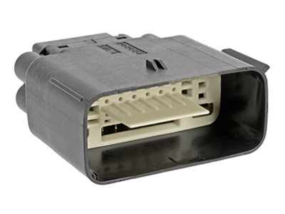 MX150 Hybrid Mat-Sealed Male Connector Assembly, Dual Row, 16 Circuits, Keying Option C, without Connector Position Assurance, Dark Gray for sale