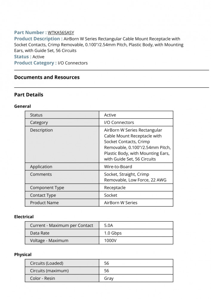 WTKA56SASY technical document image, page 1