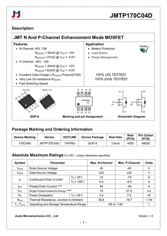 JMTP170C04D datasheet page 1