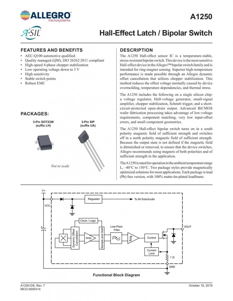 A1250 datasheet page 1