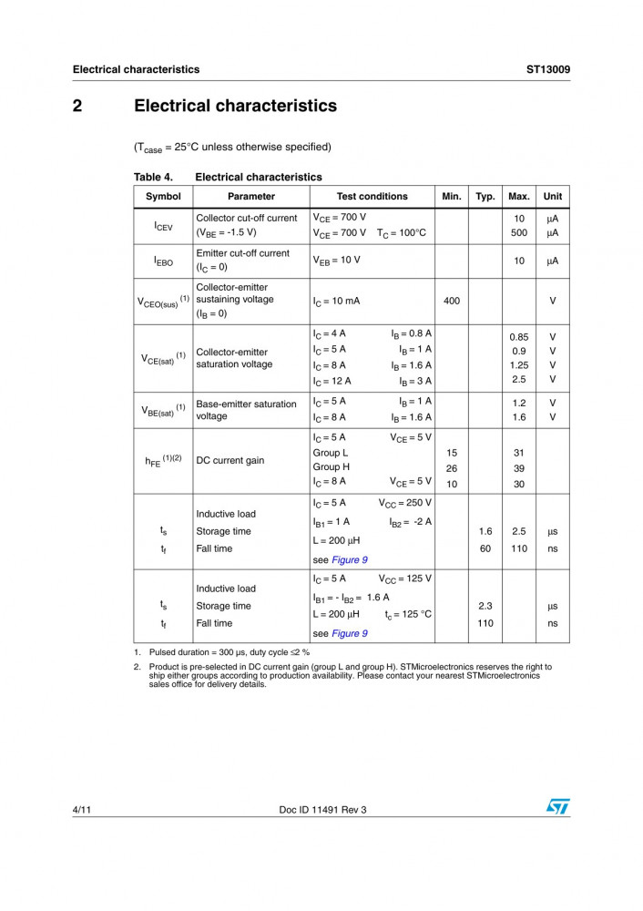 ST13009 datasheet page 4