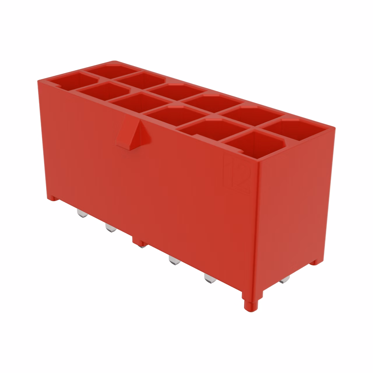 Mega-Fit Slim ColorLock Vertical Header without Crush Pegs, 5.70mm Pitch, Through Hole, Dual Row, 12 Circuits, Matte Tin (Sn) Plating, 2.93mm Tail Length, Glow-Wire Capable, Tray, Red for sale