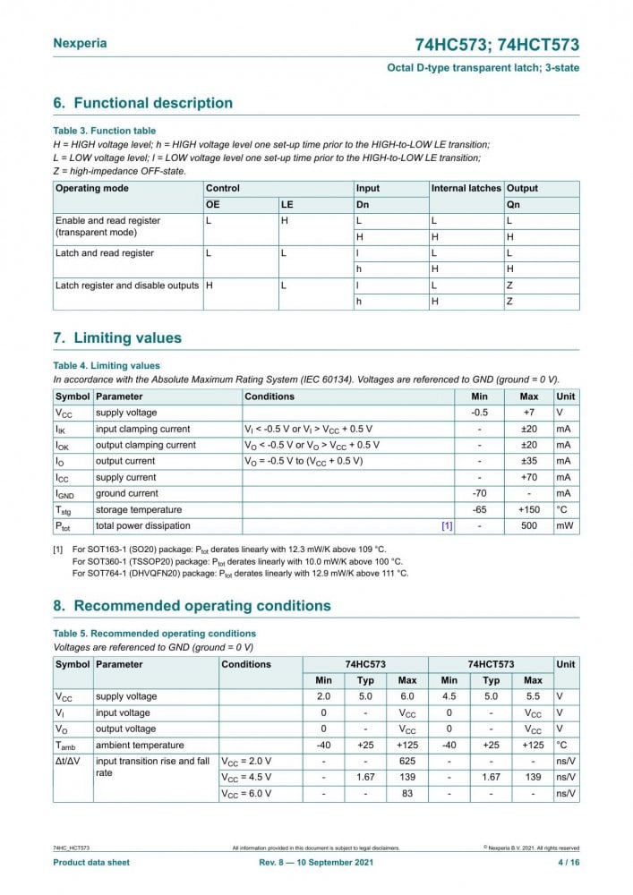 74HCT573 datasheet page 4