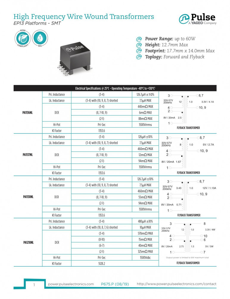 PA1528NL technical document page 1