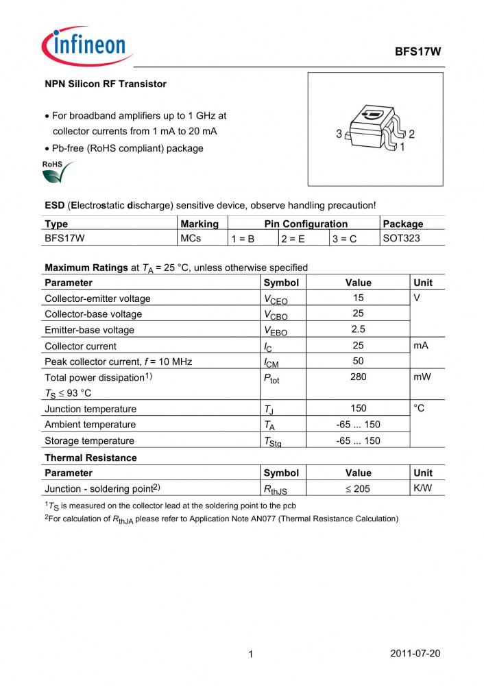 BFS 17W H6327 datasheet page 1
