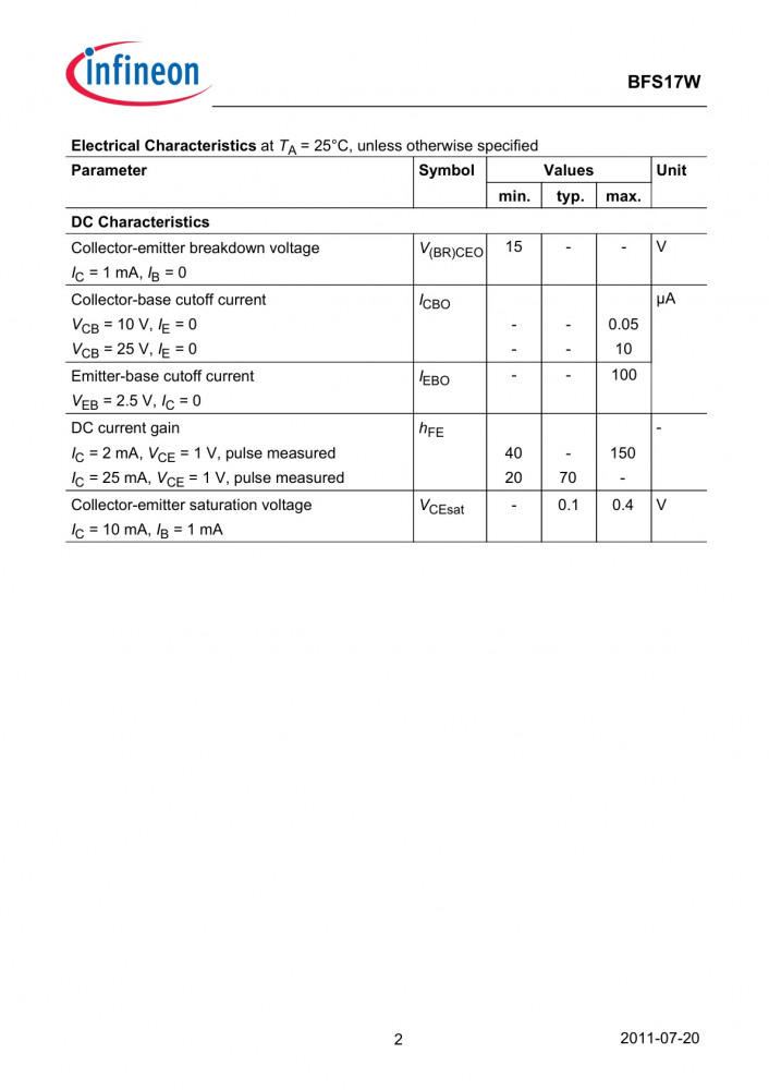 BFS 17W H6327 datasheet page 2