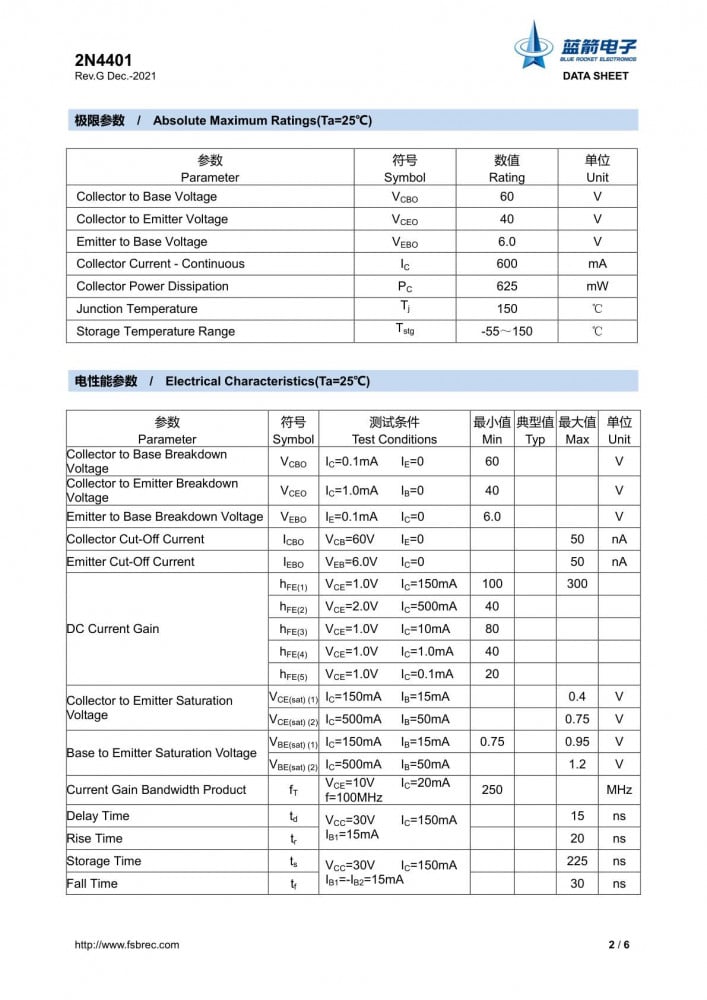 2N4401 datasheet page 2