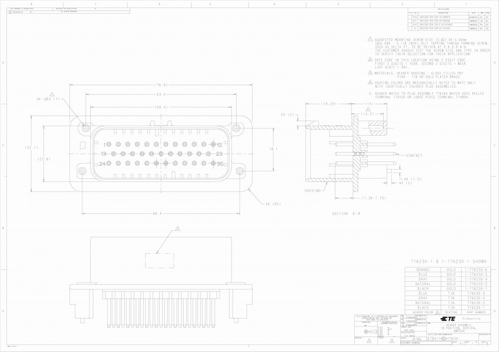 TE Connectivity 776230-5 drawing page 1