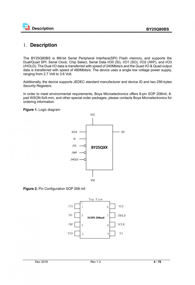BY25Q80BSSIG(T) datasheet page 4