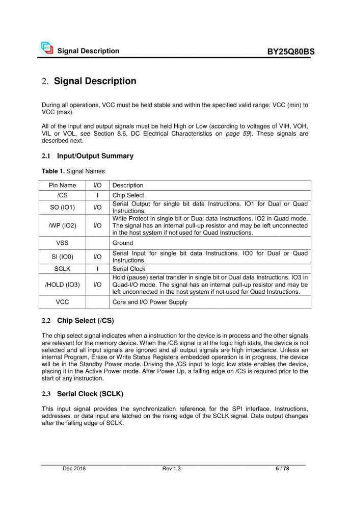 BY25Q80BSSIG(T) datasheet page 6