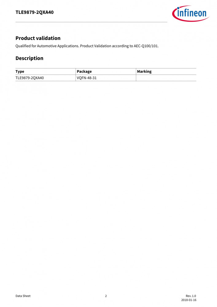 TLE9879-2QXA40 document page 2