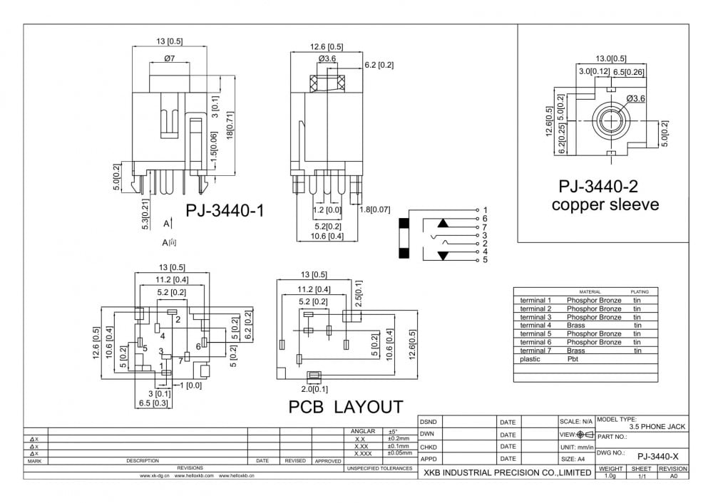 PJ-3440-2 technical drawing