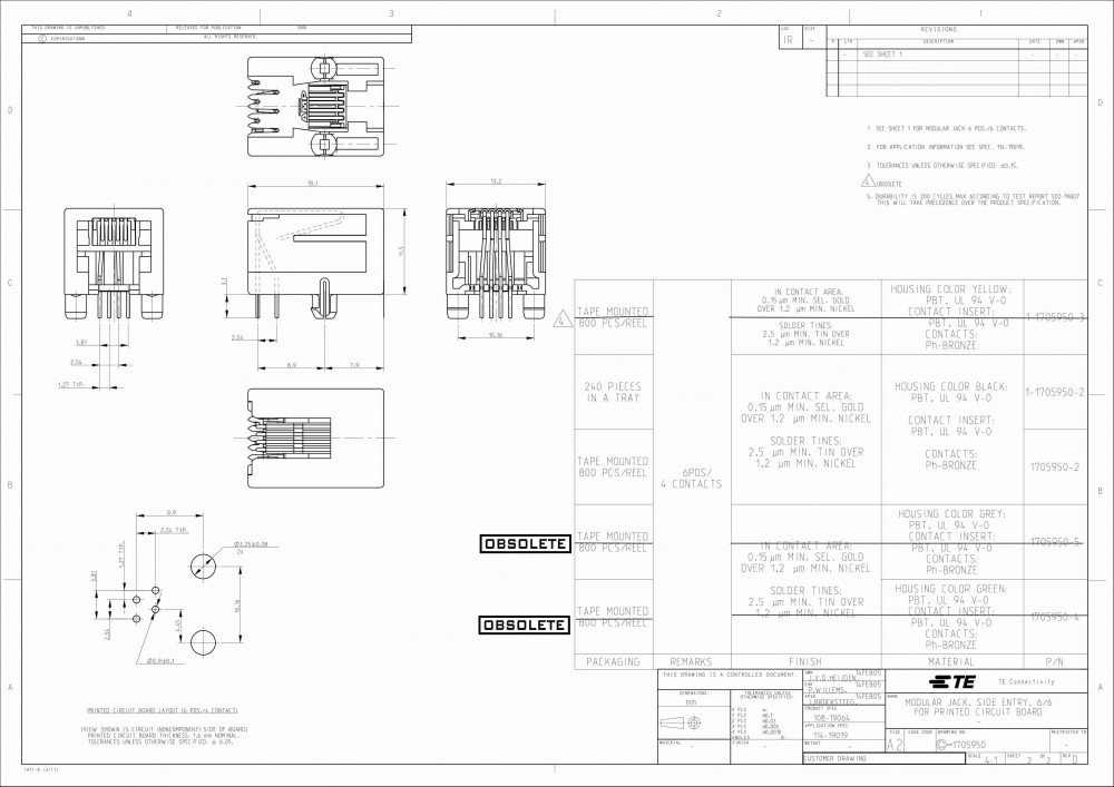 TE Connectivity 1705950-1 technical drawing page 2