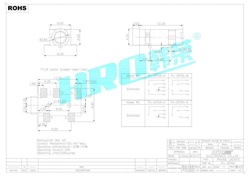PJ-327EA-5A technical drawing page