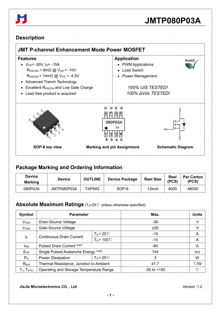 JMTP080P03A datasheet page 1
