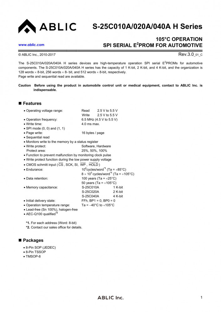 S-25C010A/020A/040A datasheet page 1