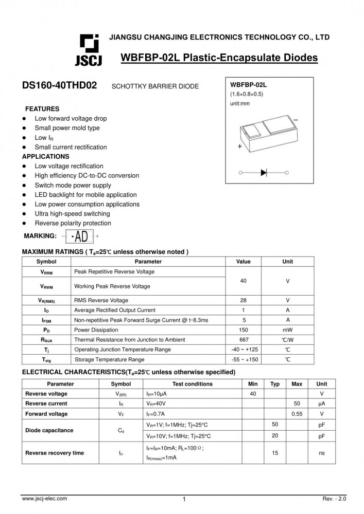 DS160-40THD02 datasheet page 1