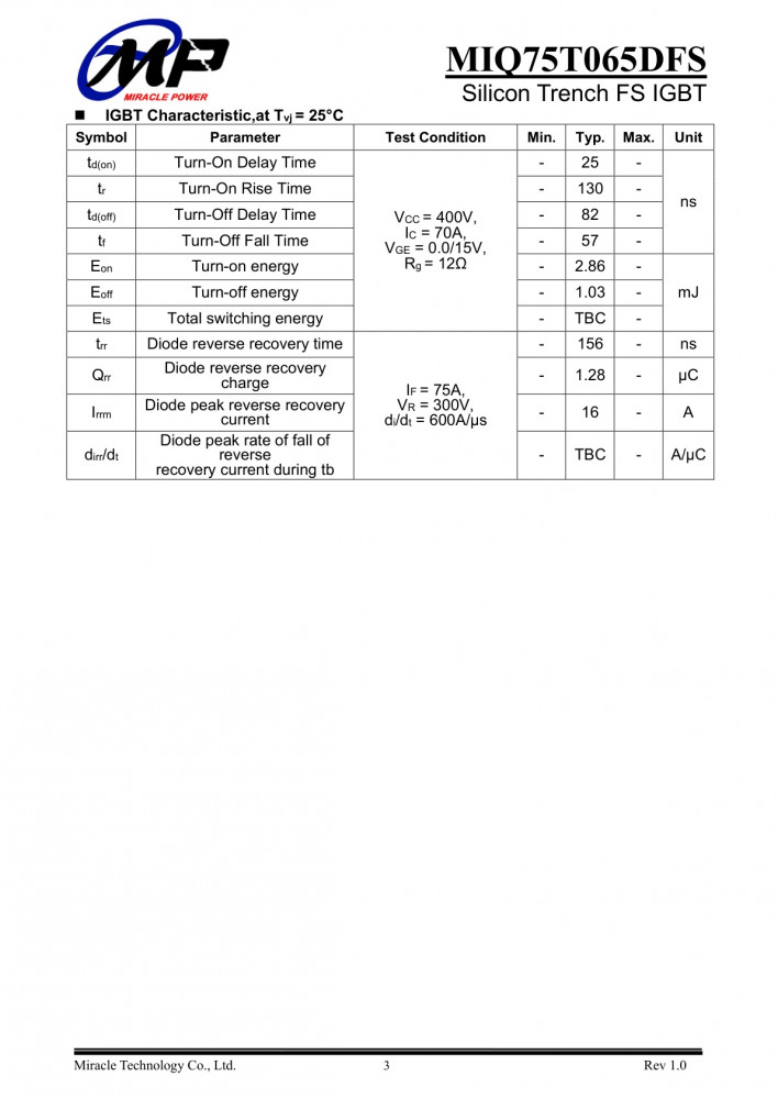 MIQ75T065DFS datasheet page 3