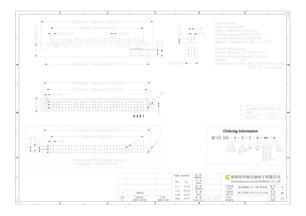 HCTL HC-CZ254-3-32-Z-11.5-G0-M technical document preview