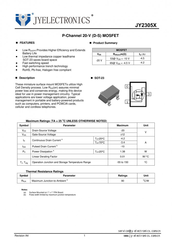 JY2305X datasheet page 1