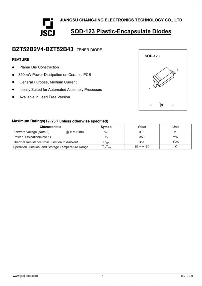 JSCJ BZT52B18 datasheet page 1