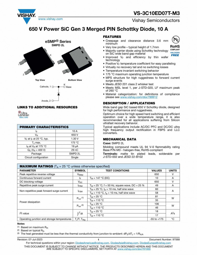VS-3C10ED07T-M3/I datasheet page 1
