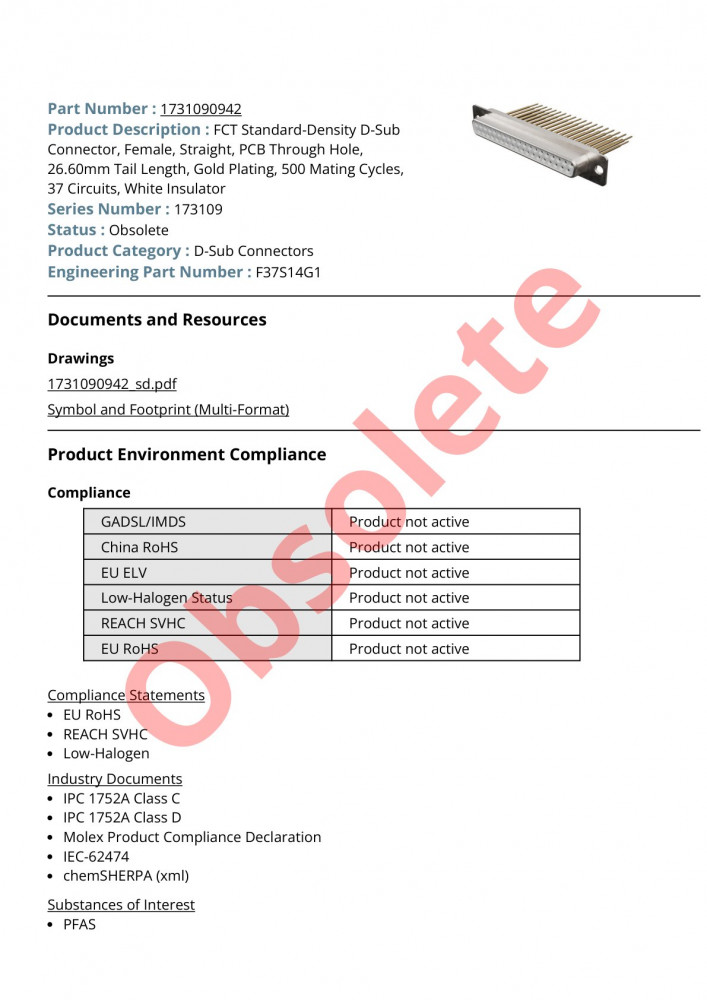 MOLEX 1731090942 technical drawing, page 1