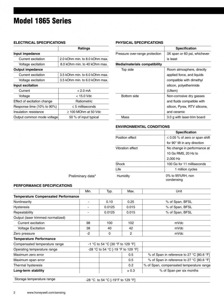 Honeywell 1865-07G-LDN datasheet page 2