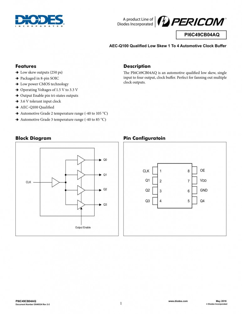 PI6C49CB04AQ2WEX datasheet page 1
