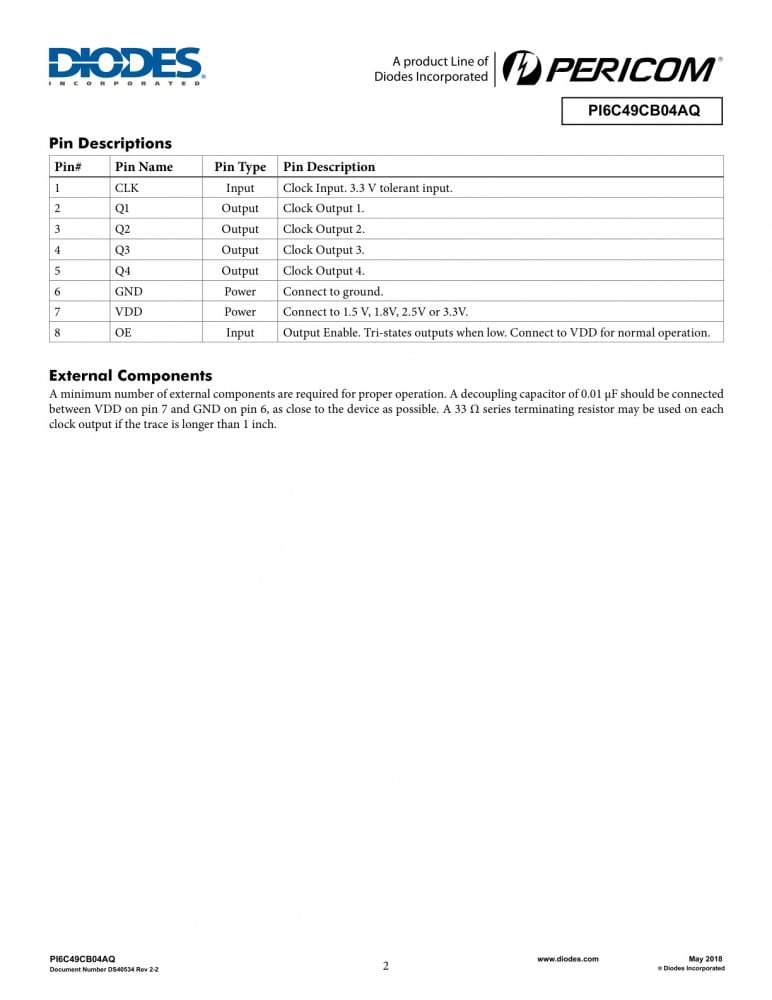 PI6C49CB04AQ2WEX datasheet page 2