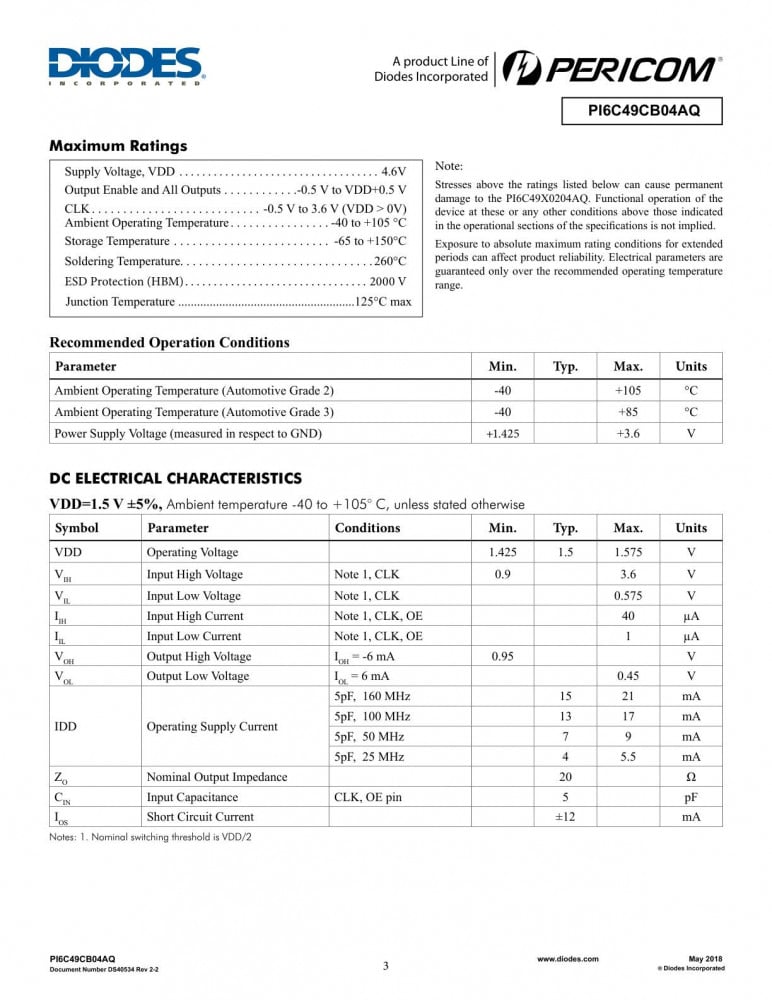 PI6C49CB04AQ2WEX datasheet page 3