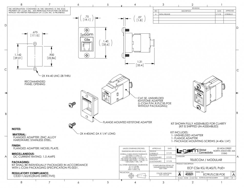 L-com ECFRJTLC5E-POE technical document page