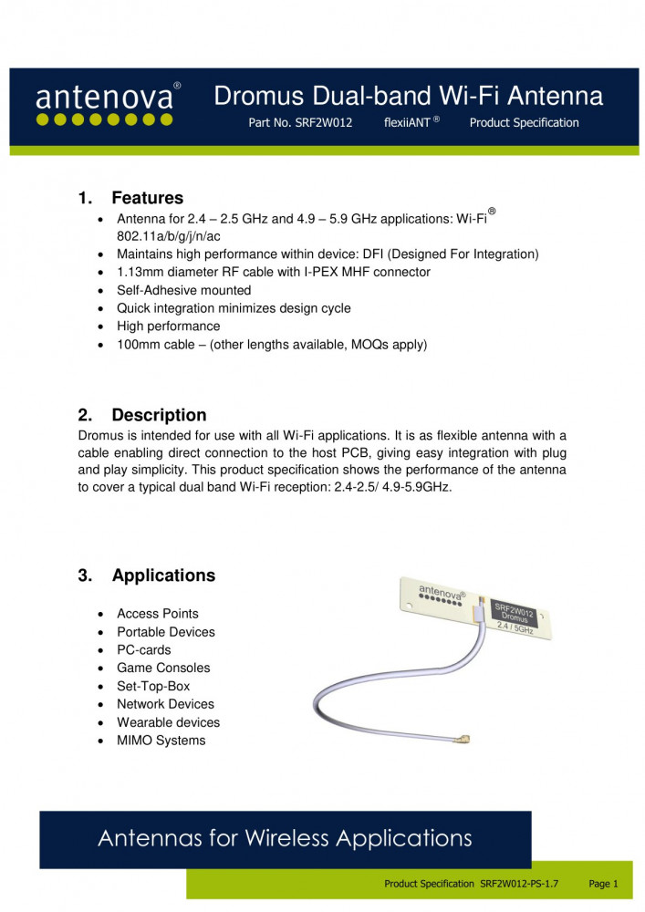 SRF2W012-50 datasheet page 1