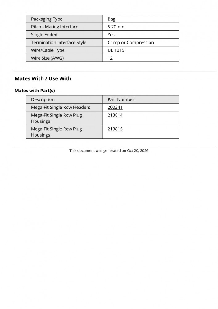 Technical document image 3 for MOLEX 2164011061