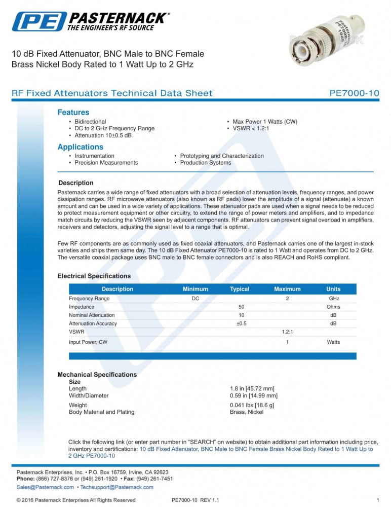 PE7000-10 datasheet page 1