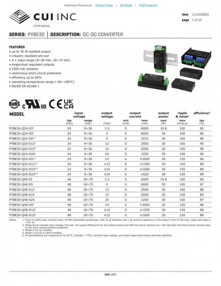 PYBE30 technical document page 1