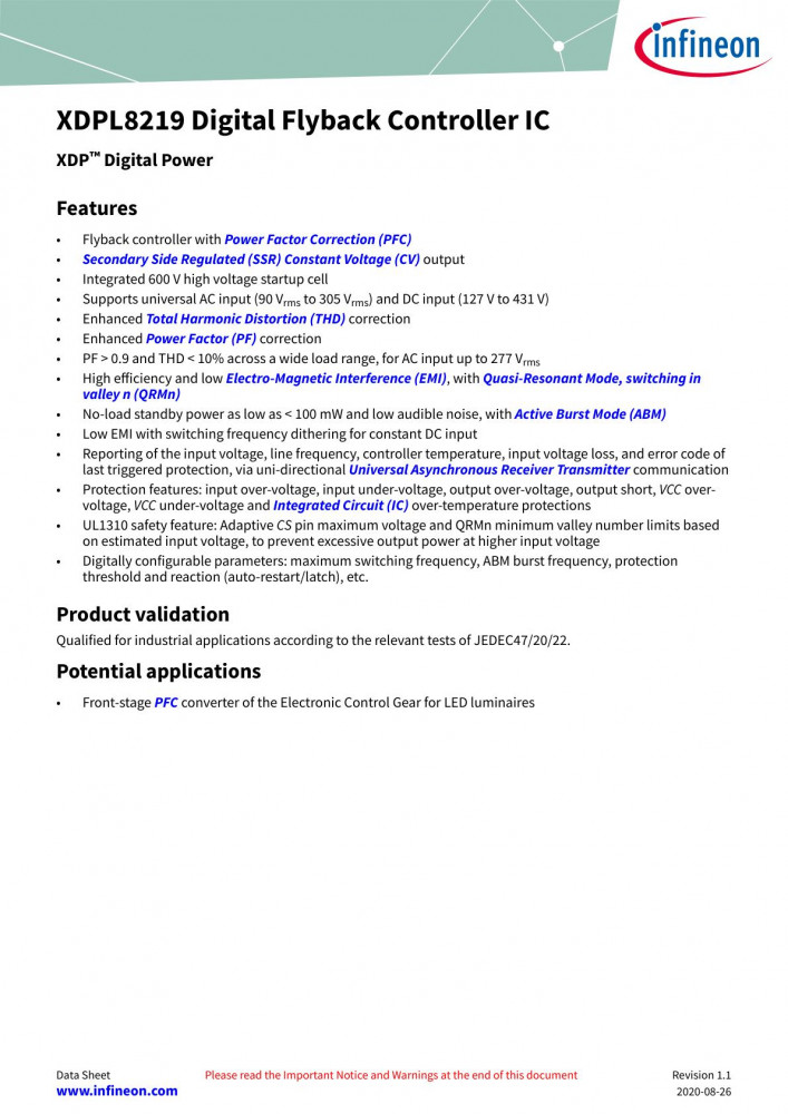 XDPL8219 technical document page 1