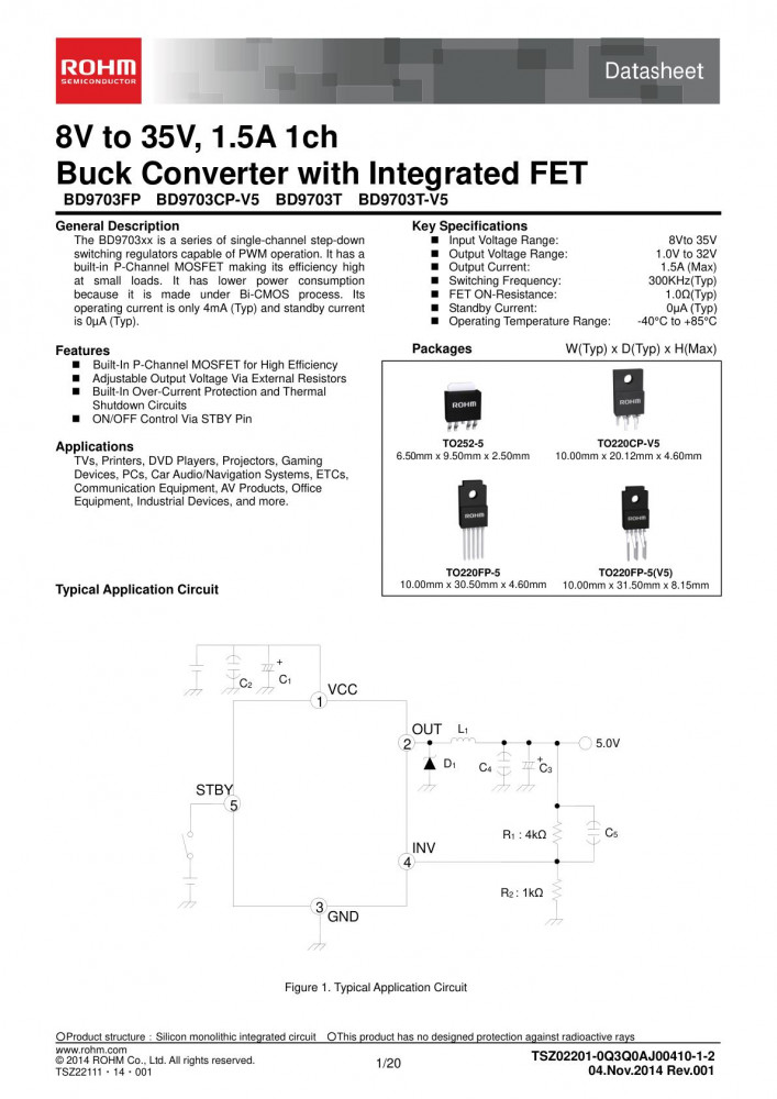 BD9703FP-E2 datasheet page 1