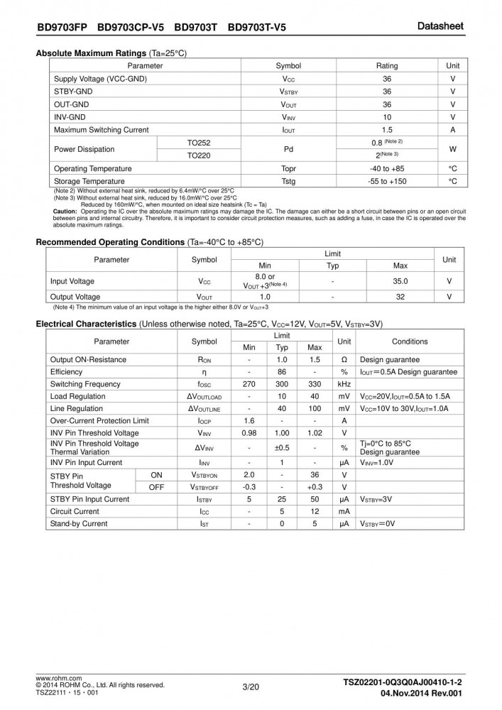 BD9703FP-E2 datasheet page 3