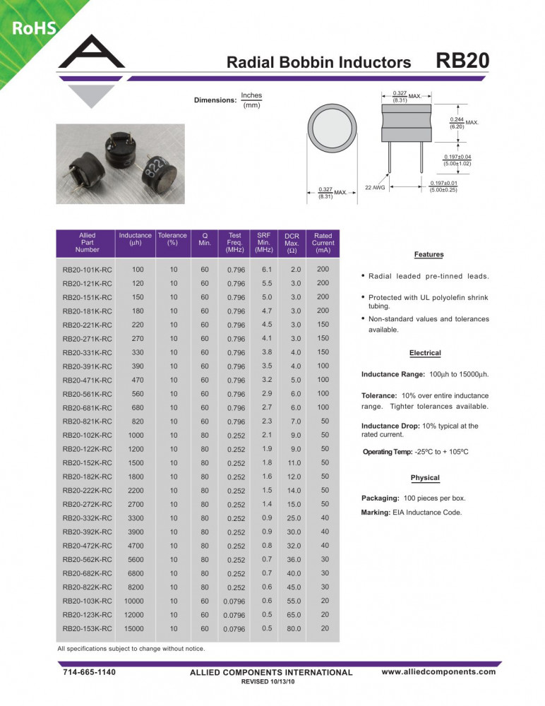 Allied Components International RB20 series product document