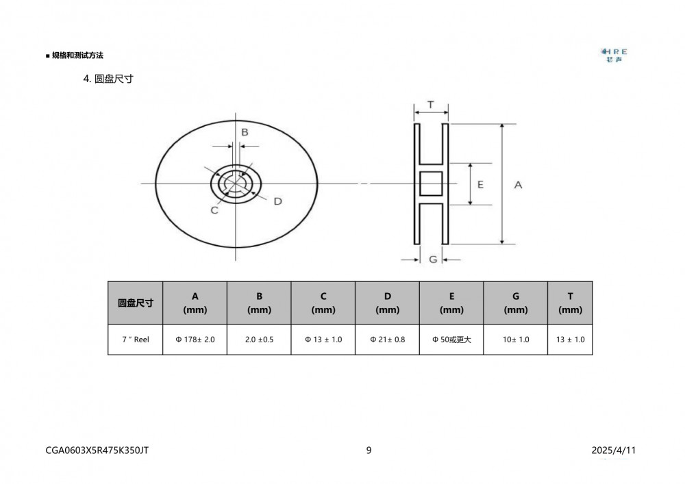 HRE MLCC specification page 9