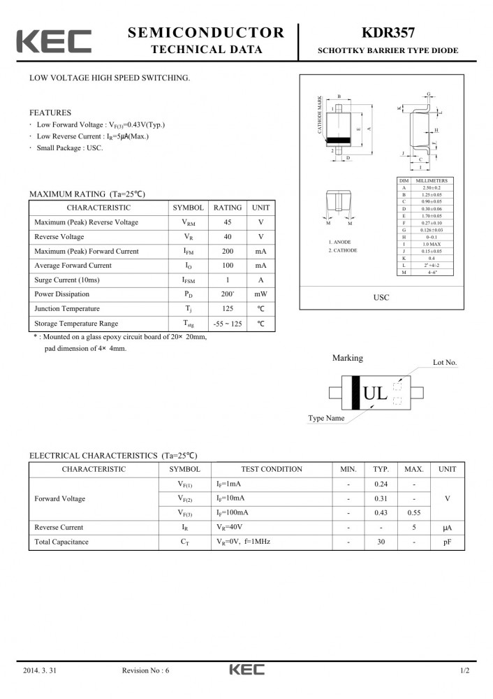 KDR357-RTK/P datasheet page 1