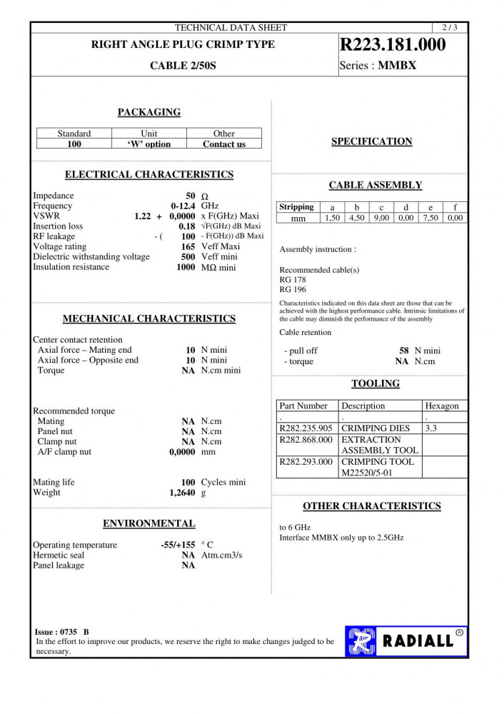 Radiall R223181000 technical document page 2
