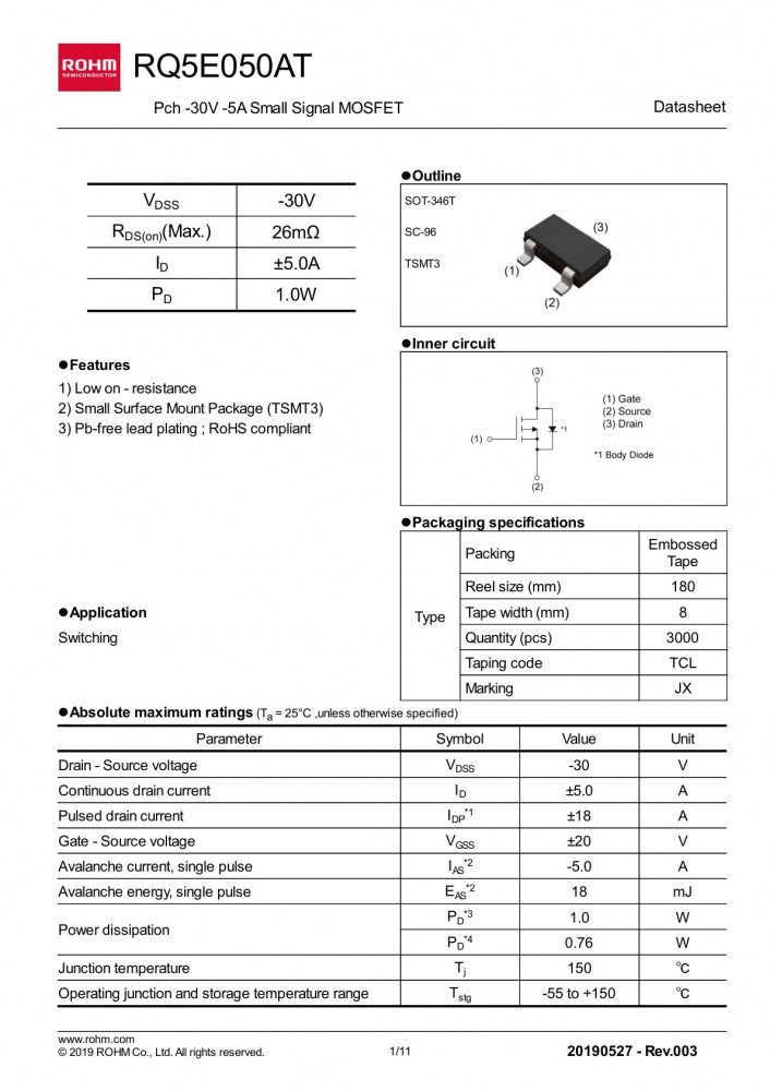 RQ5E050ATTCL datasheet page 1