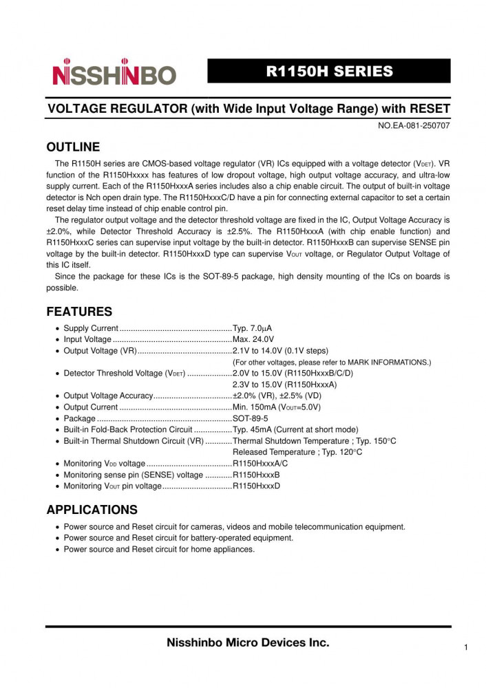 R1150H datasheet page 1