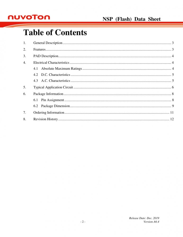NSP datasheet page 2