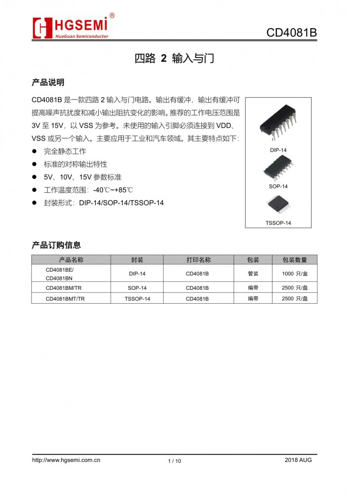 CD4081BE datasheet page 1