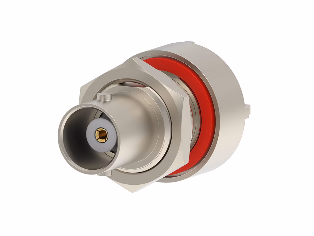 DIN 1.0/2.3 Jack, Straight, PCB Receptacle, Through Hole, Brass Body, Gold (Au) Plated, 11.75mm Height, 75 Ohms