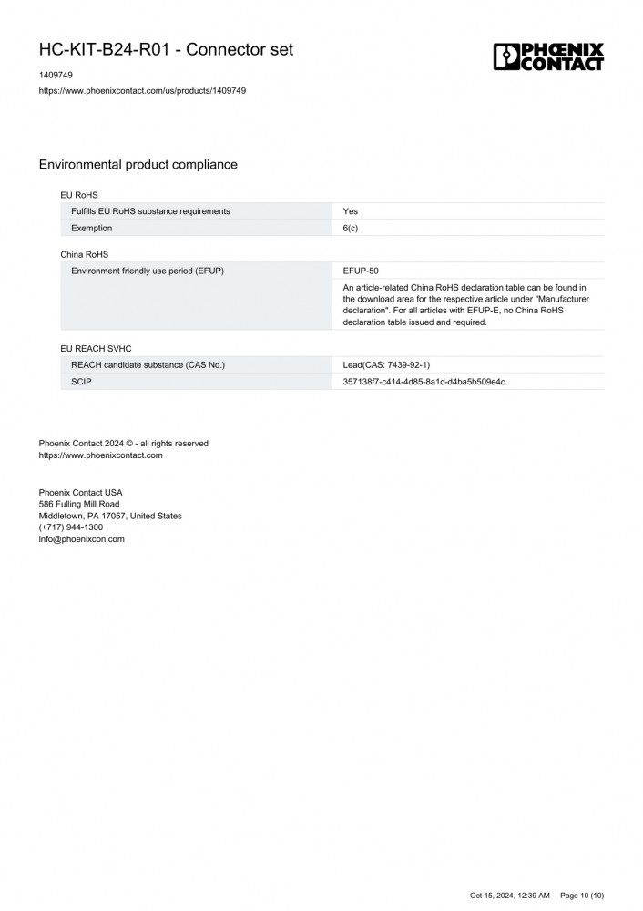 Phoenix Contact 1409749 technical document page 10