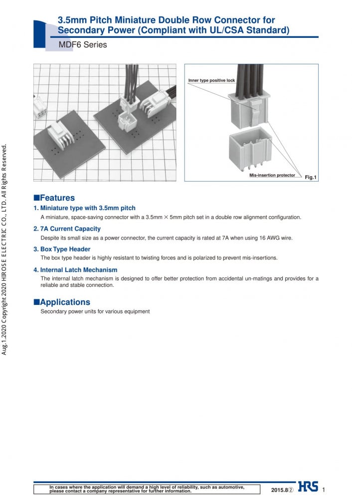 HRS MDF6 datasheet page 1